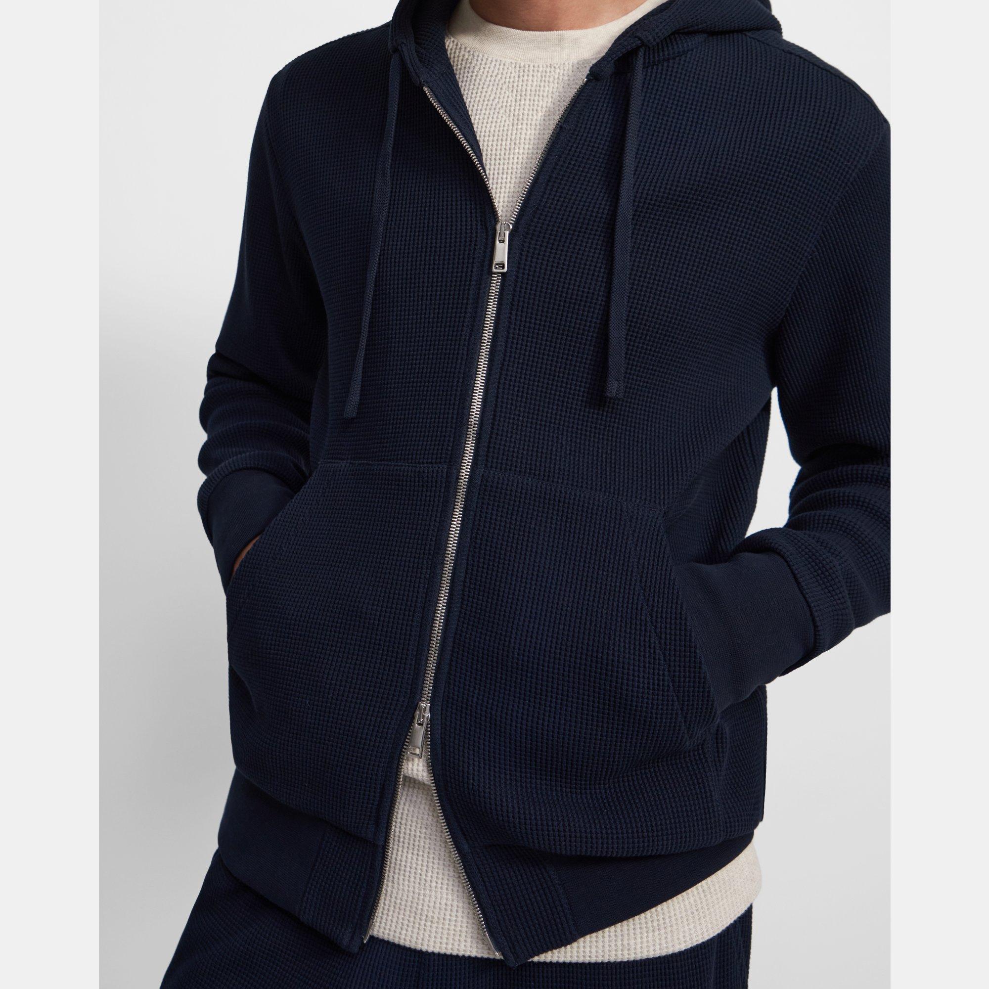 Waffle-Knit Cotton Zip Hoodie | Theory